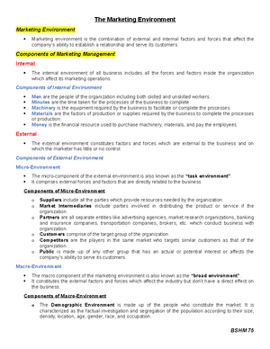 BSHM 75 - notes - The Marketing Management Process Marketing Management ...