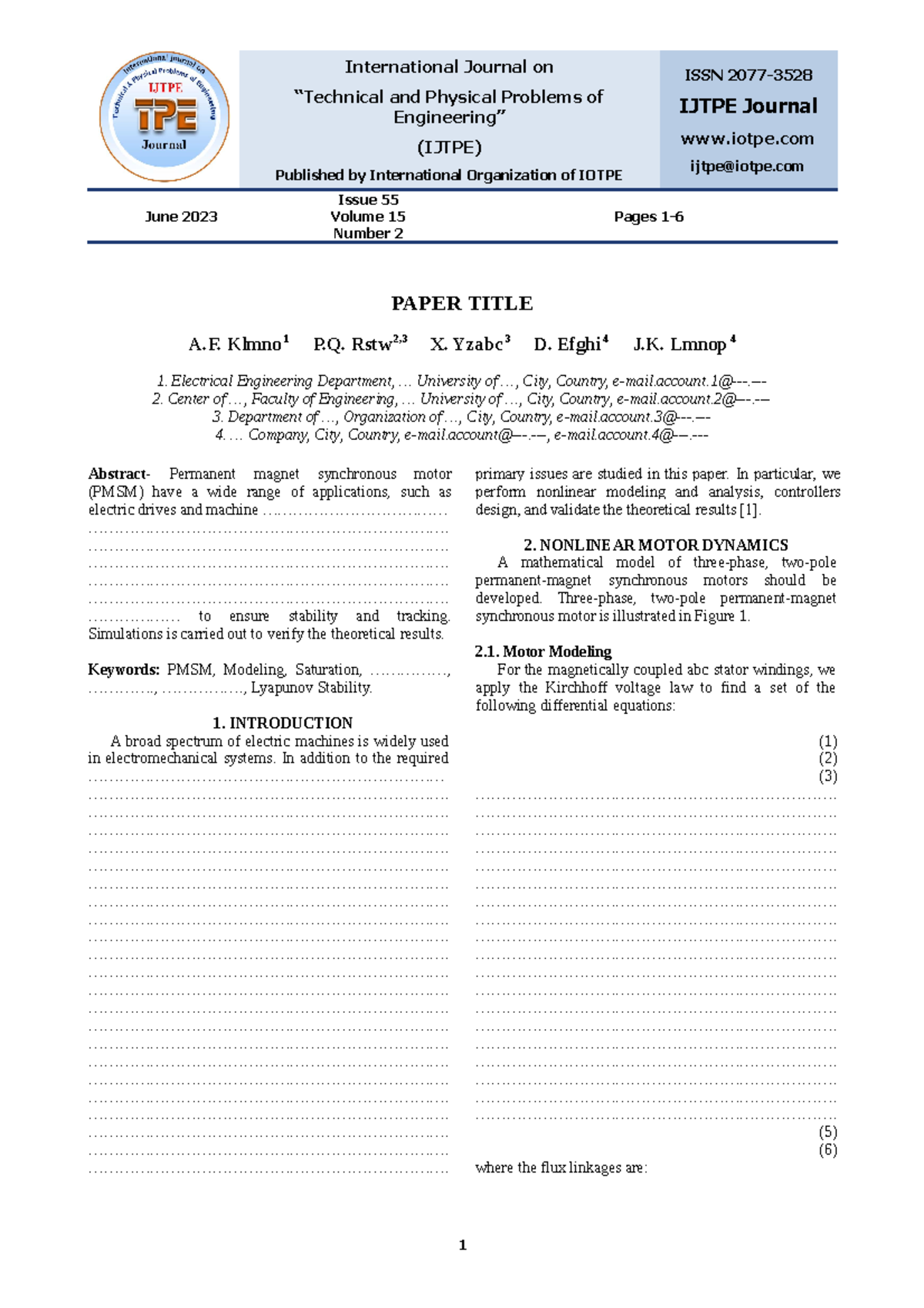Format Of Papers - International Journal on “Technical and Physical ...
