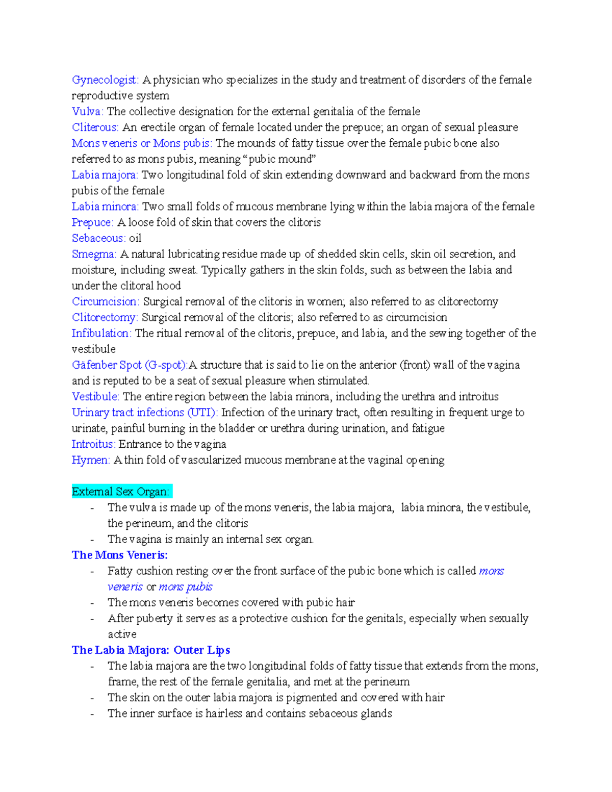 Female Anatomy Textbook - Gynecologist: A physician who specializes in ...