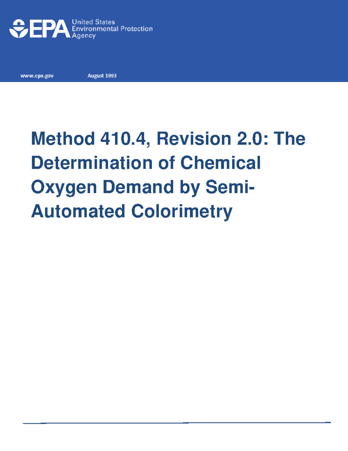 Method 410-4 1993 - epa August 1993 Method 410, Revision 2: The ...