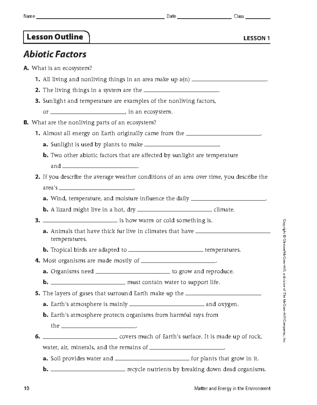 7 Science chapter 20 lesson 1 and 2 - 10 Matter and Energy in the ...