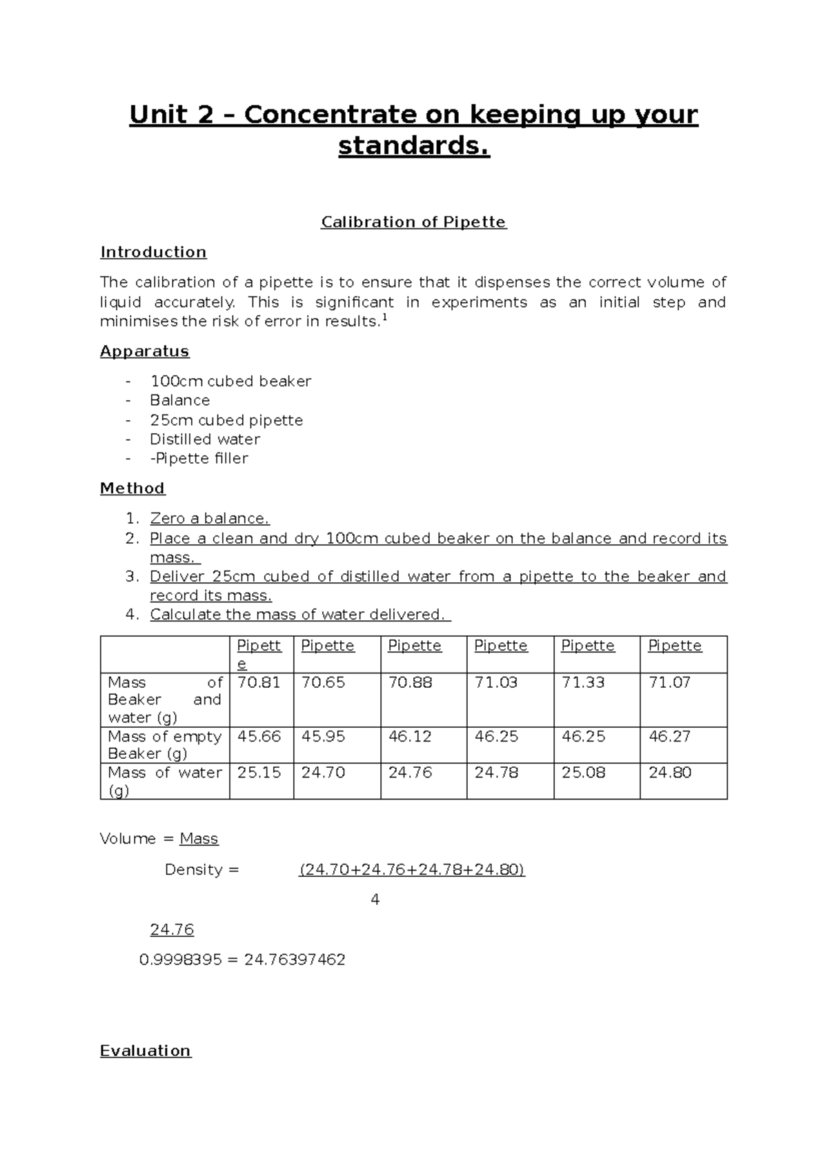 2A Assignment - Unit 2 – Concentrate on keeping up your standards ...