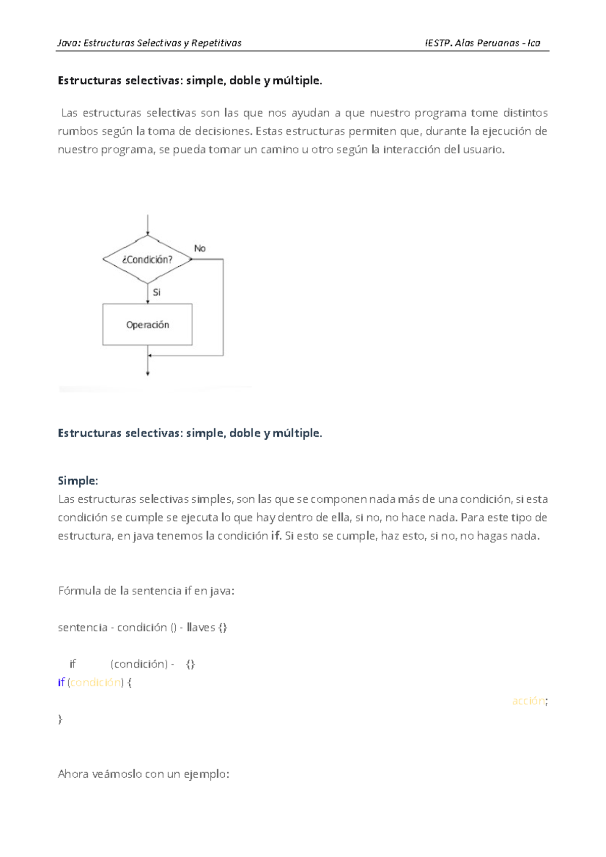 Estructuras selectivas repetitivas - Estructuras selectivas: simple ...