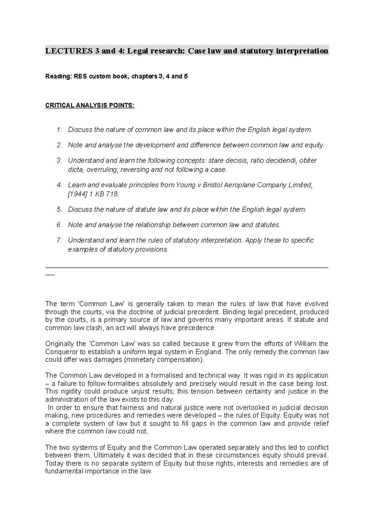 Lectures 3 and 4 - lecture 3 and 4 content - LECTURES 3 and 4: Legal ...