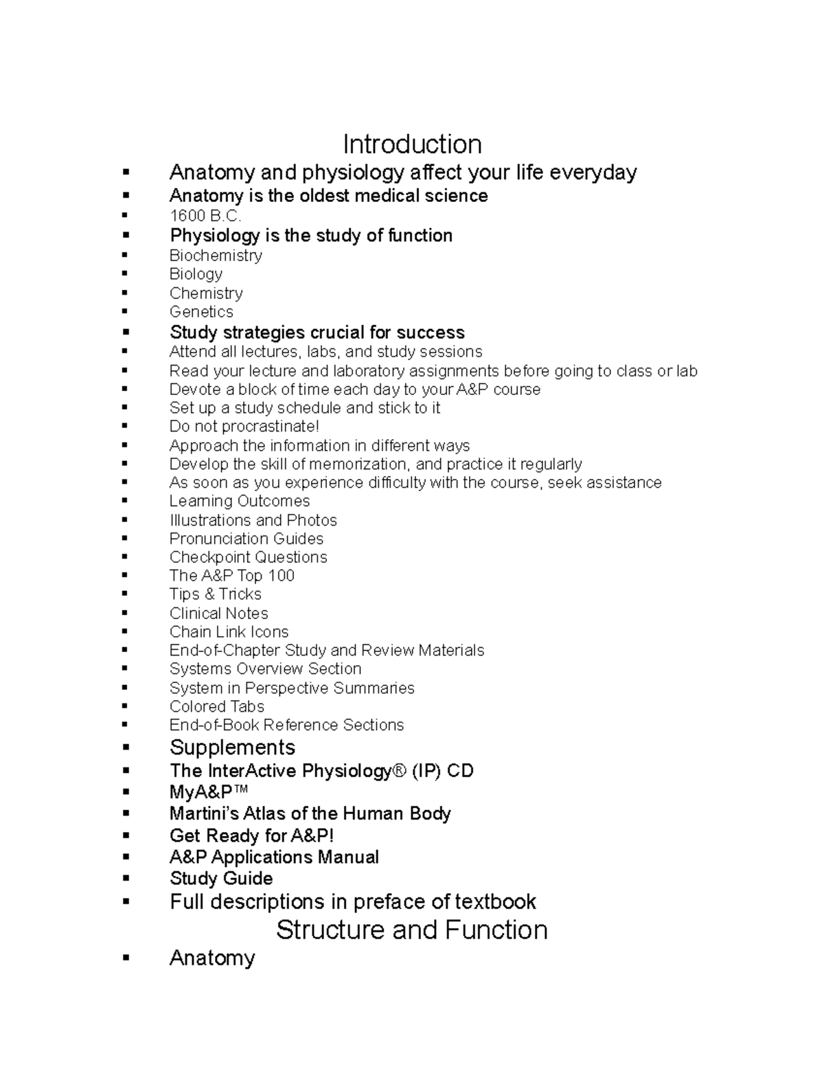 01 Lecture Outline - Introduction Anatomy and physiology affect your ...