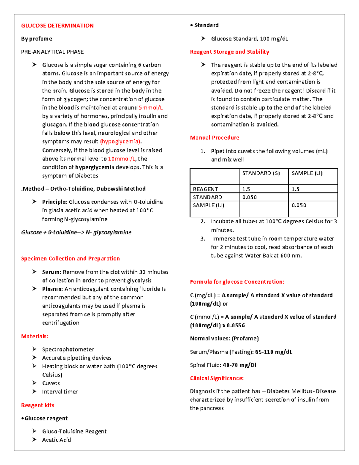 Glucose Determination mid lab 1 - GLUCOSE DETERMINATION By profame PRE ...