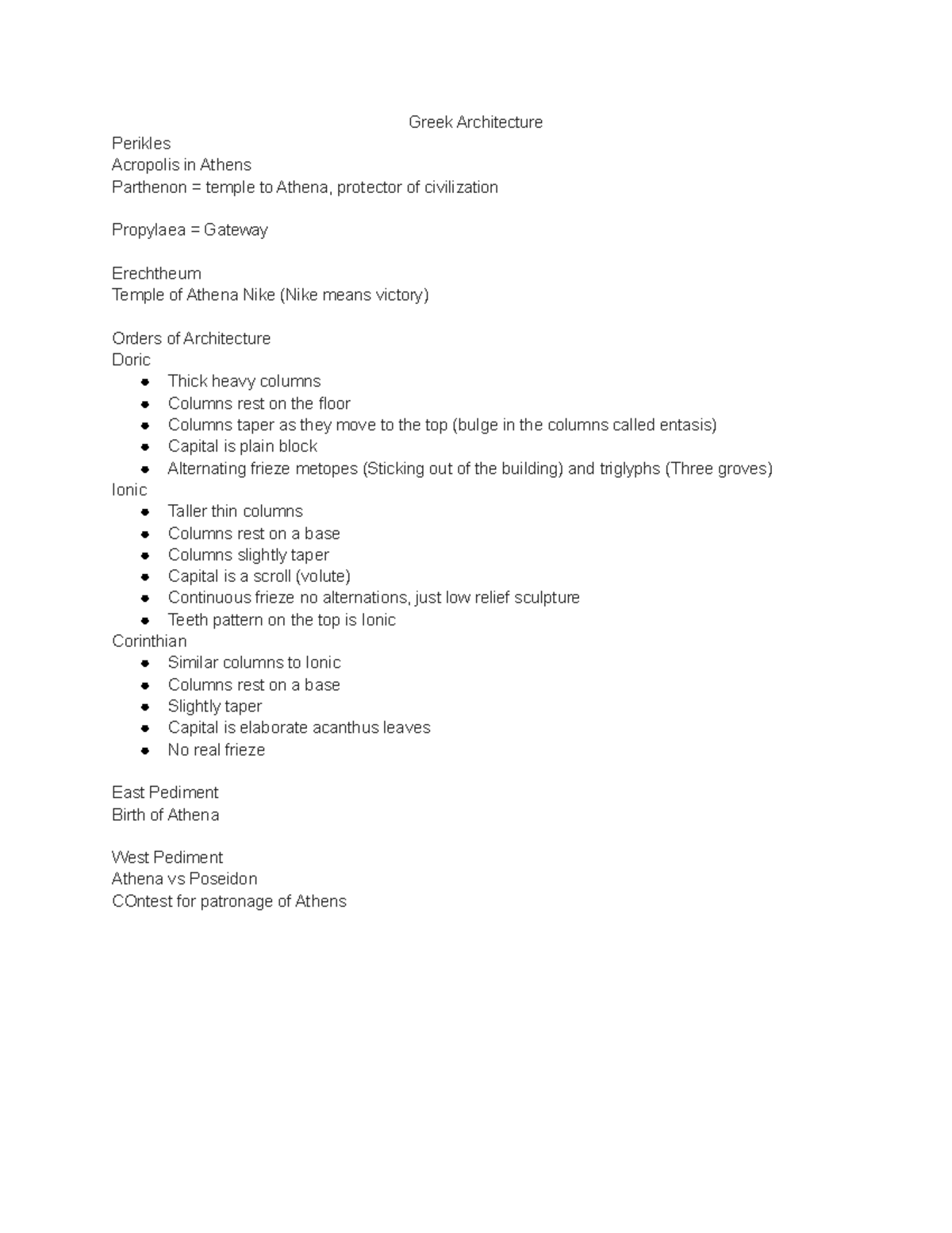 Greek Architecture - notes - Greek Architecture Perikles Acropolis in ...