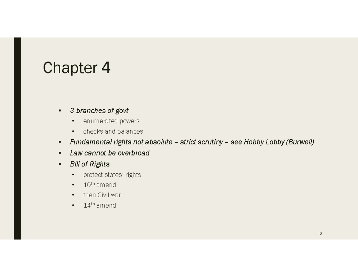Slides chapter 4 - 3 branches of govt enumerated powers checks and balances Fundamental rights ...