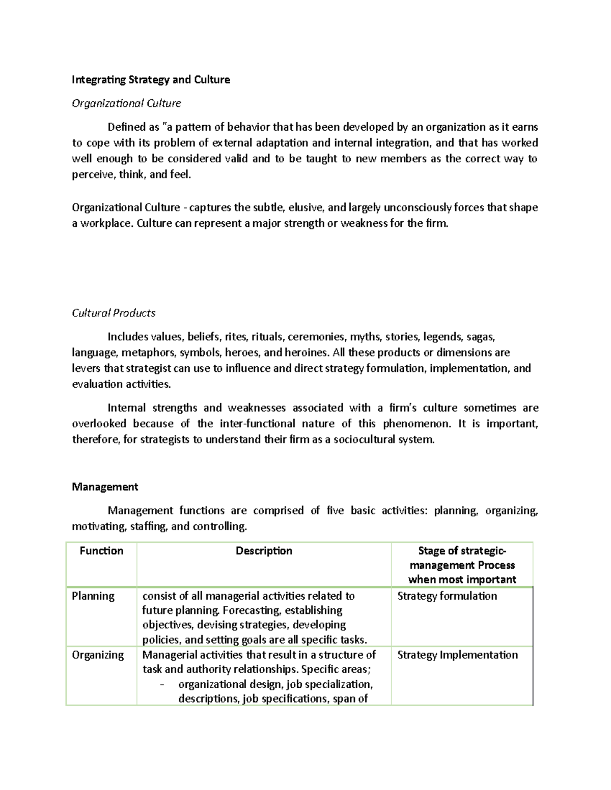 Integrating Strategy and Culture - Integrating Strategy and Culture ...