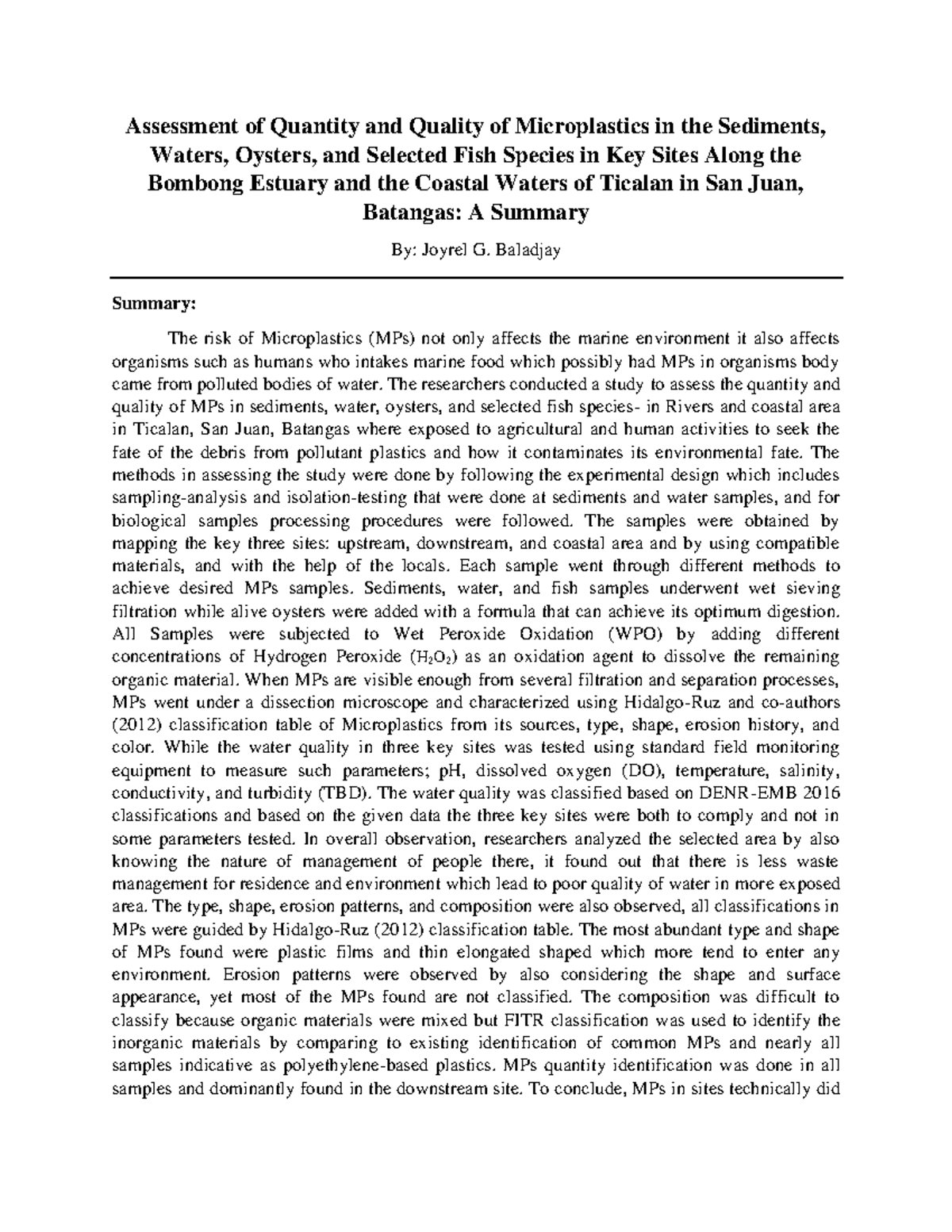 A3 Baladjay,JG Shsstem 11 10 - Assessment of Quantity and Quality of ...