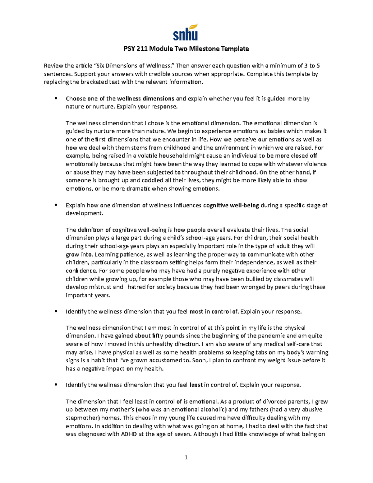 LYSA PSY 211 Module Two Milestone Template-2 - PSY 211 Module Two ...