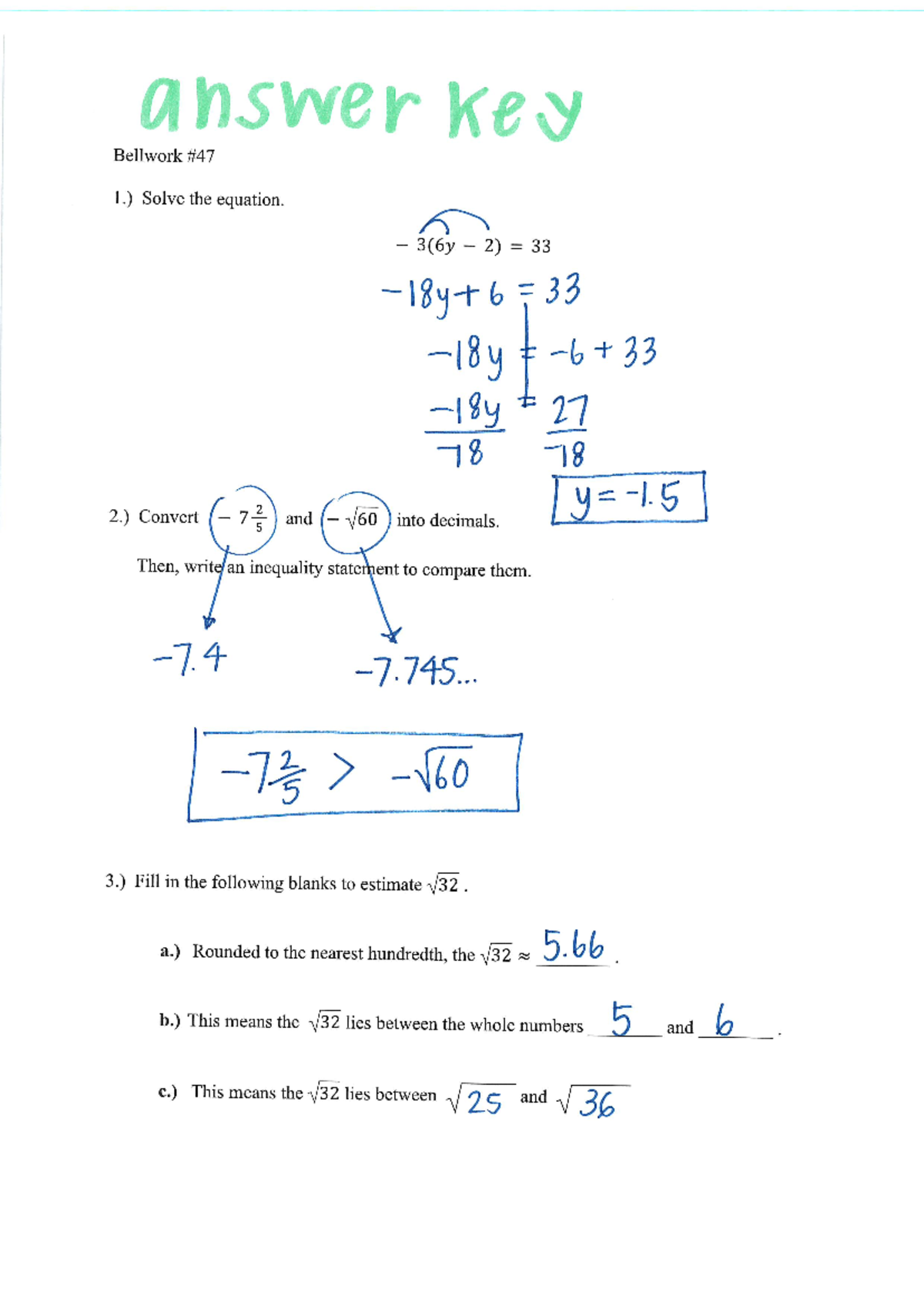 Kami Export - Bellwork #47 Answer Key Daub - answer Key Bellwork 1 ...