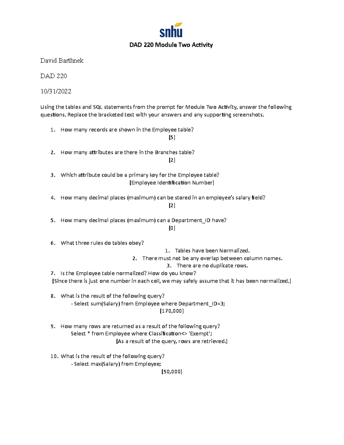 DAD 220 Module Two Activity - DAD 220 Module Two Activity David ...