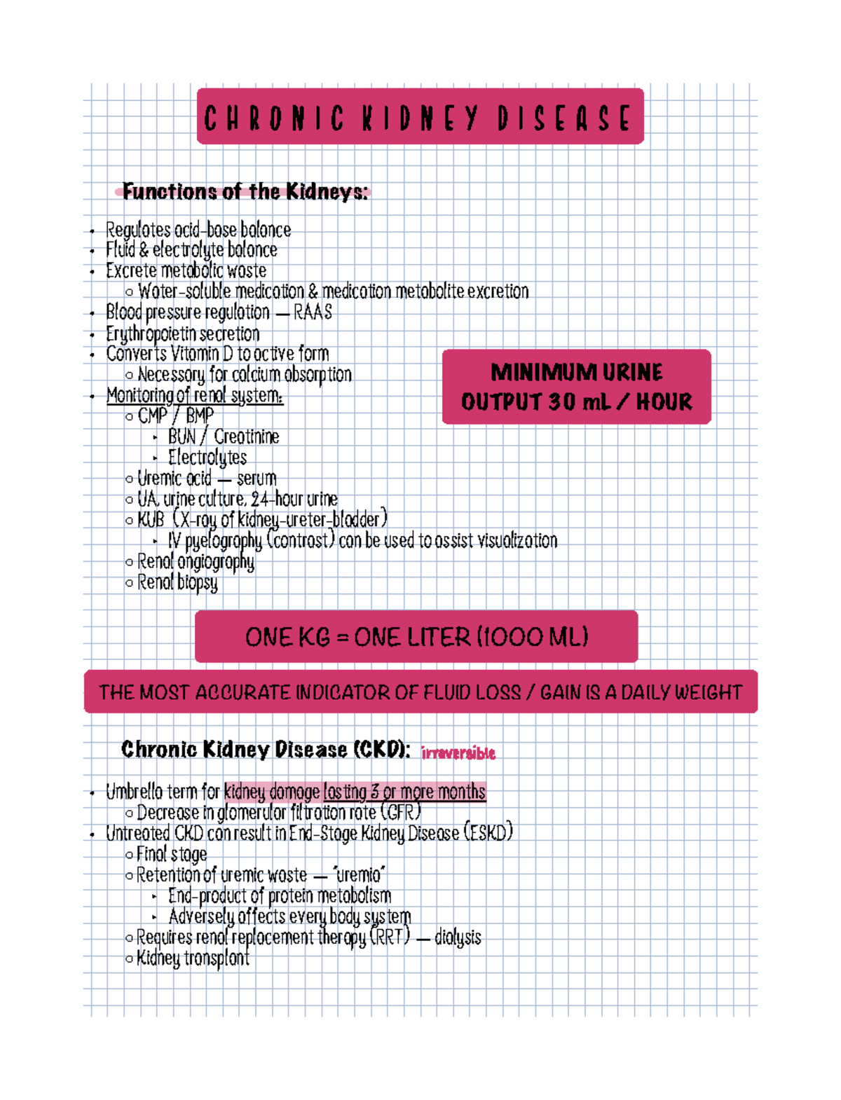 Chronic Kidney Disease - irreversible C h r o n i c k i d n e y D i s e ...