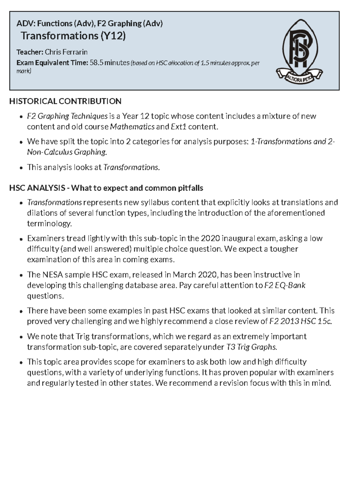 Graphing Techniques - ADV: Functions (Adv), F2 Graphing (Adv ...
