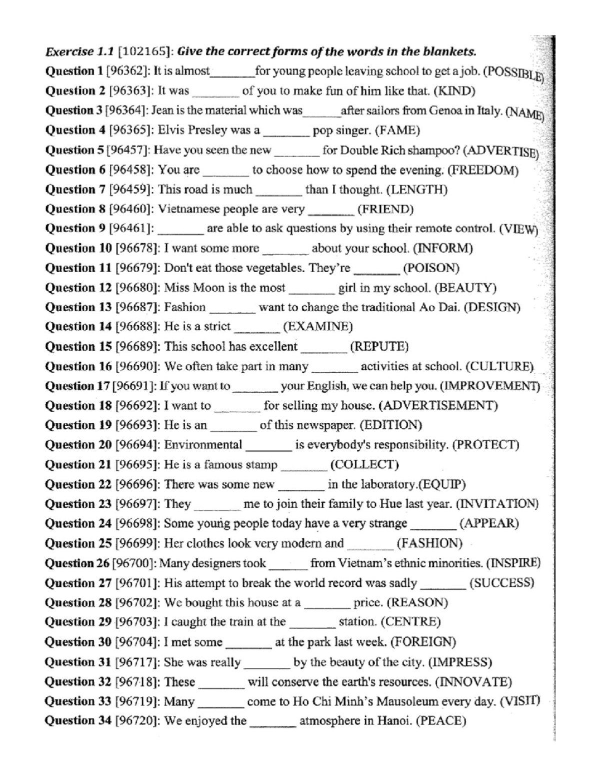 BT cấu tạo từ - dsdsdsd - English A2 - Studocu