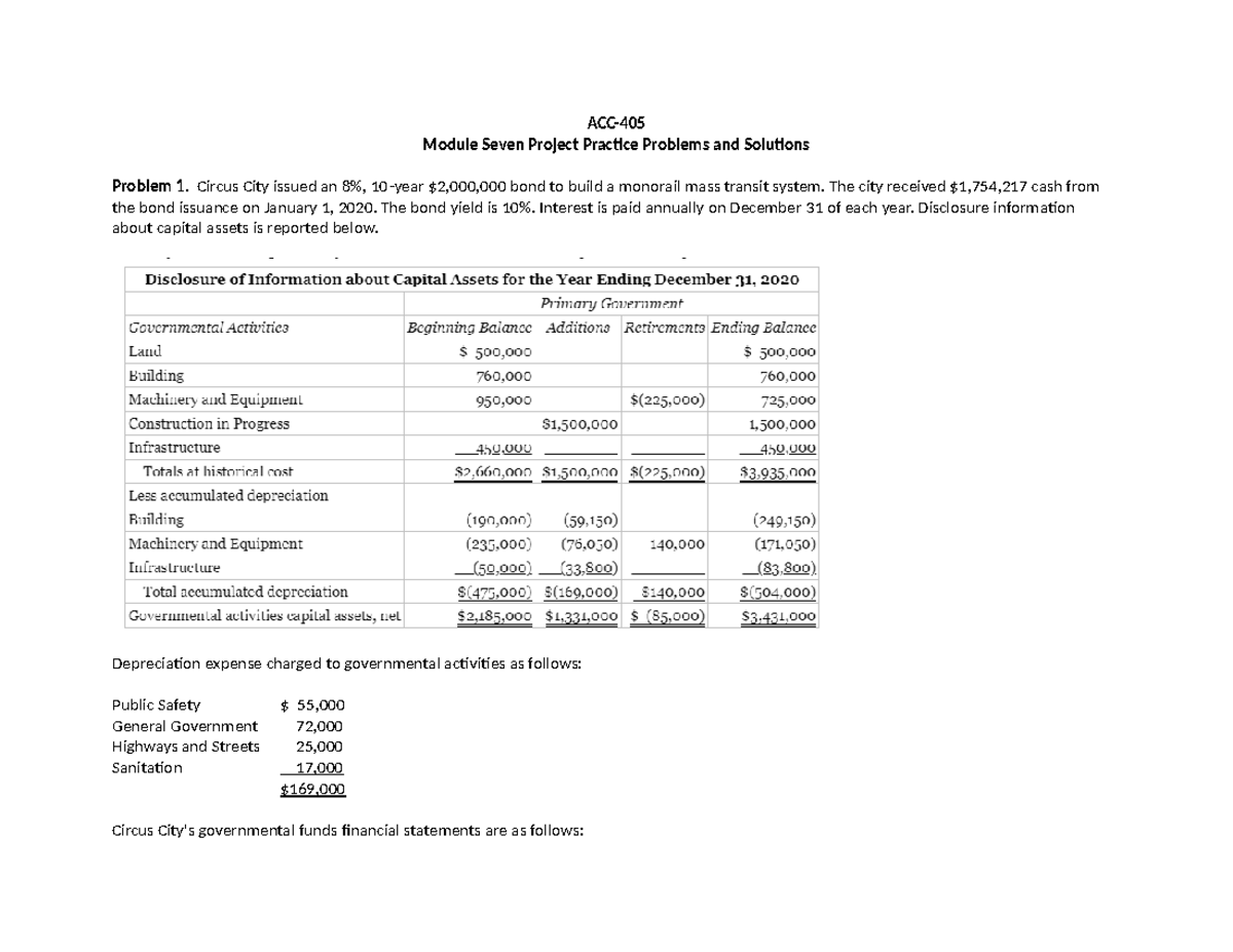 Module Seven Project Practice Problems and Solutions - ACC- Module Seven Project Practice ...