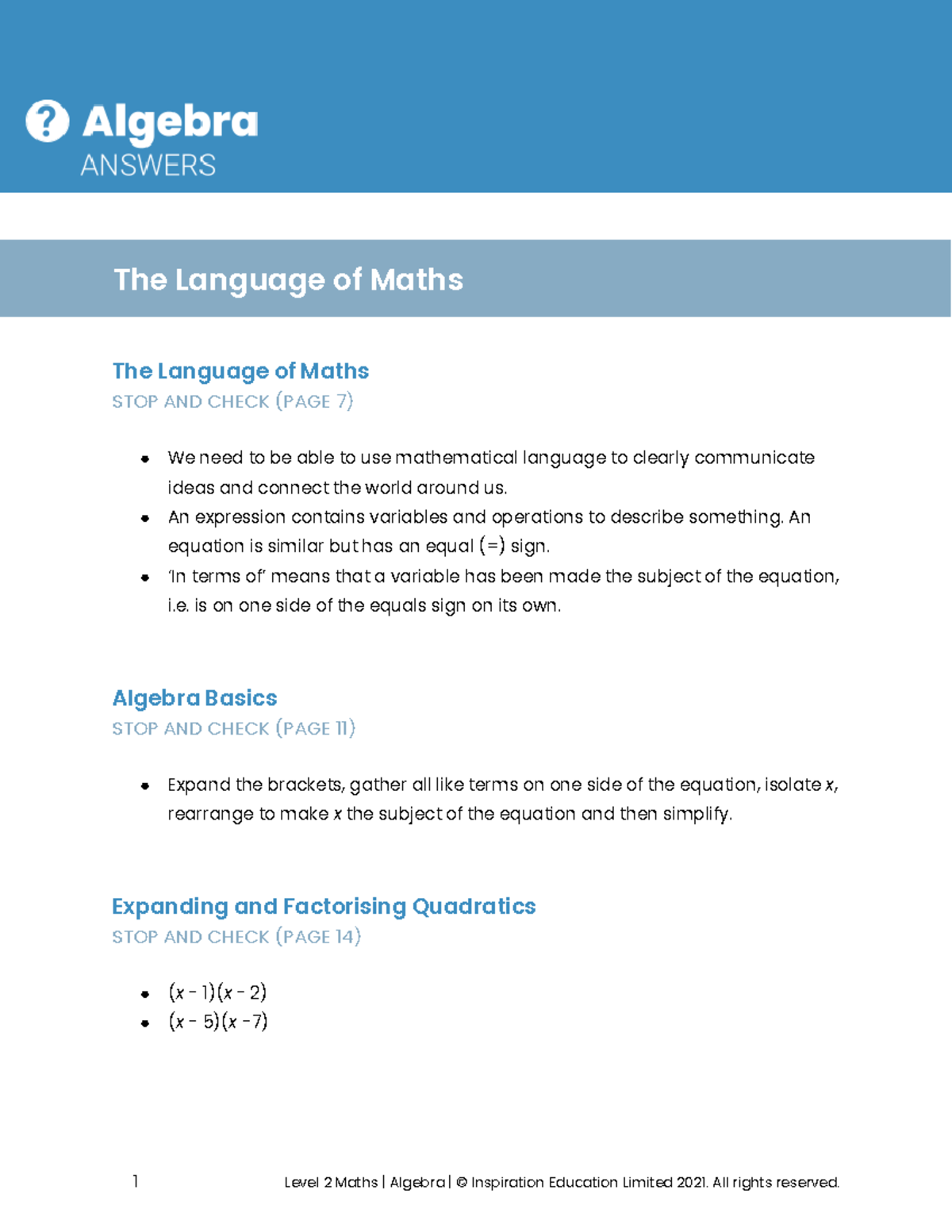 L2 Algebra Wtgans 0721 - The Language of Maths The Language of Maths ...