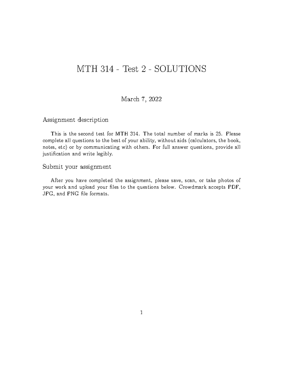 Test 2 - Solutions 1 - notes - MTH 314 - Test 2 - SOLUTIONS March 7 ...