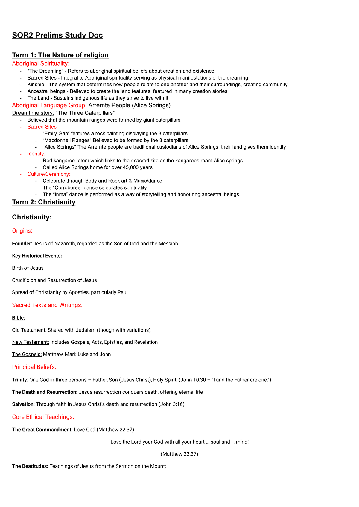 SOR2 Prelims Study Soc - SOR2 Prelims Study Doc Term 1: The Nature of ...