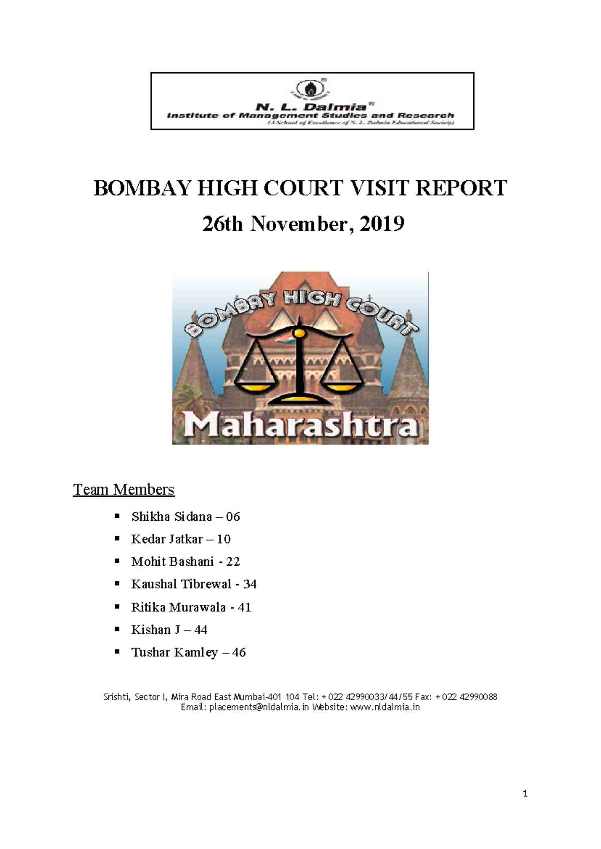 444750155 Law High Court Visit - BOMBAY HIGH COURT VISIT REPORT 26th ...