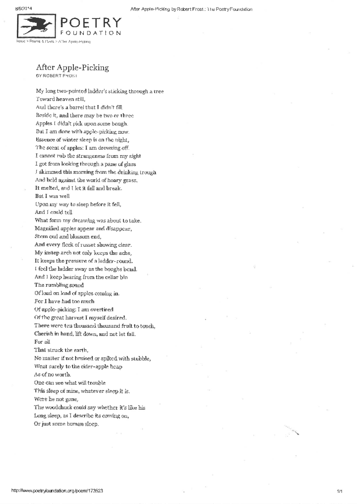 After apple picking booklet - After Robert Frost : The Poetry ...