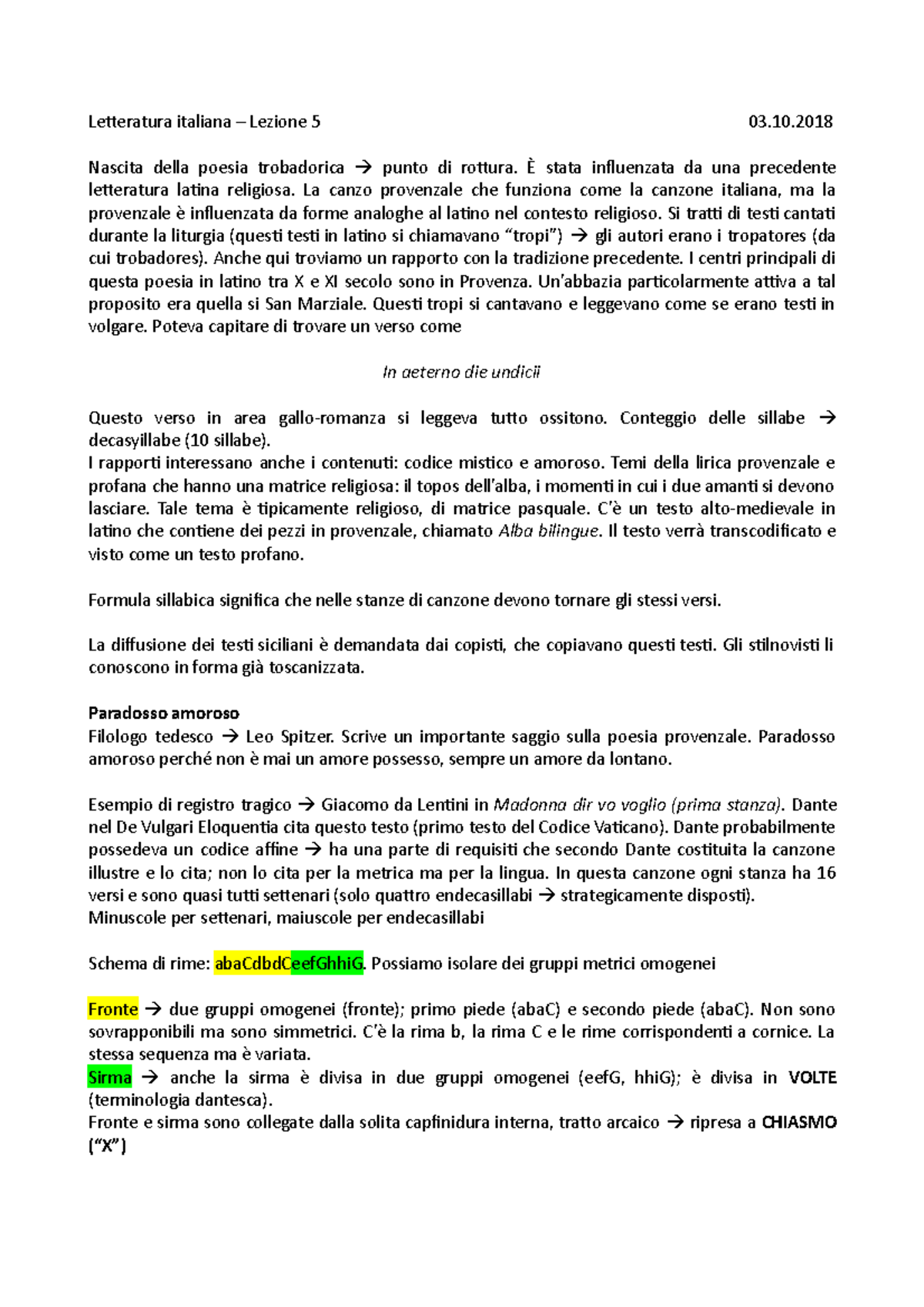 Letteratura italiana - Lezione 5 - 03 - Letteratura italiana – Lezione ...