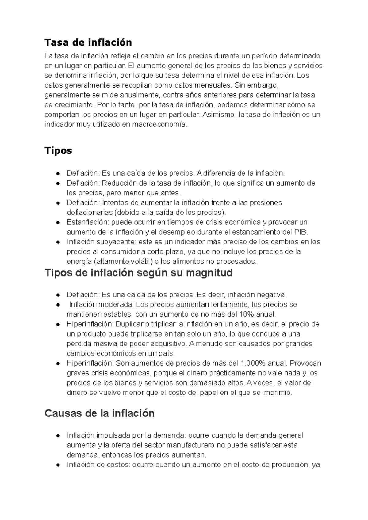 Documento sin título - ES BUENO DEBES LEERLO - Tasa de inflación La tasa de inflación refleja el ...