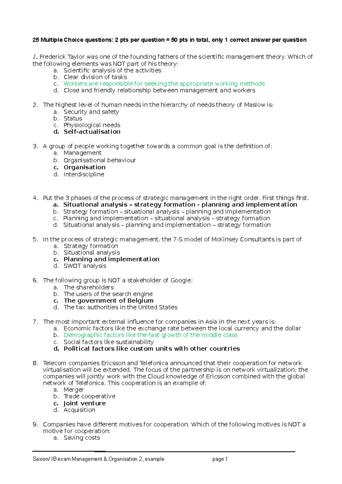 Trial Exam-M&O1-Oct2021 student version - 25 Multiple Choice questions ...