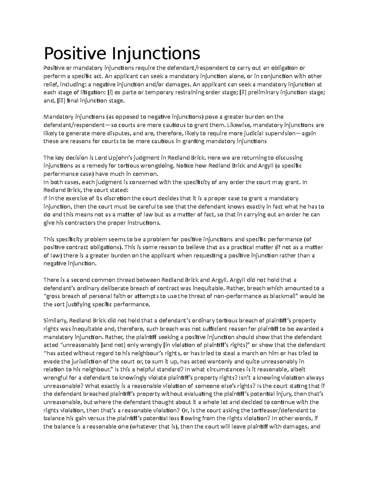 Positive Injunctions - Positive Injunctions Positive or mandatory ...