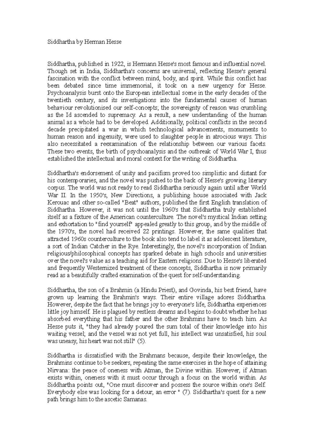 Siddhartha by Herman Hesse - Siddhartha by Herman Hesse Siddhartha ...