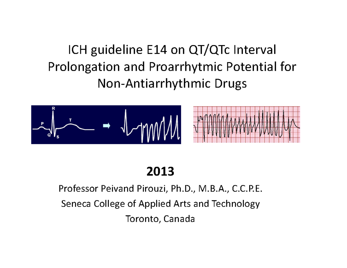 Professor Pirouzi-ICH E14 - QTc syndrome for non-antiarrythmic drugs - ICH guideline E14 on QT ...