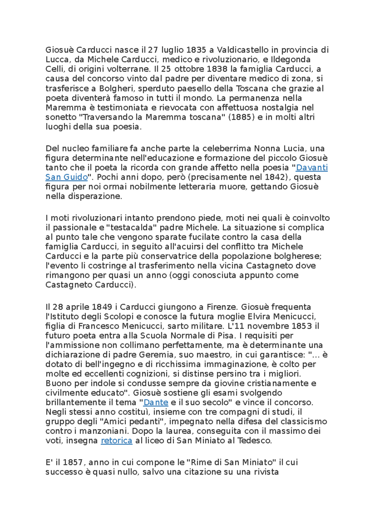 Giosuè Carducci Biografia - Giosuè Carducci nasce il 27 luglio 1835 a ...