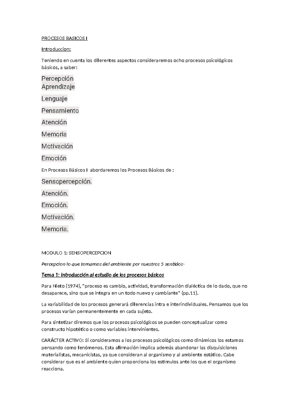 Procesos Basicos I Resumen Modulo 1 Y Modulo 2 - PROCESOS BASICOS I Introduccion: Teniendo en ...