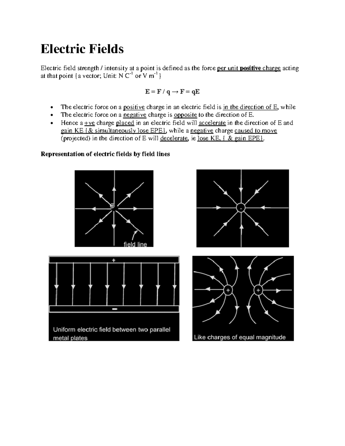 Electric Field and Circuit Electricity N - Electric Fields Electric ...