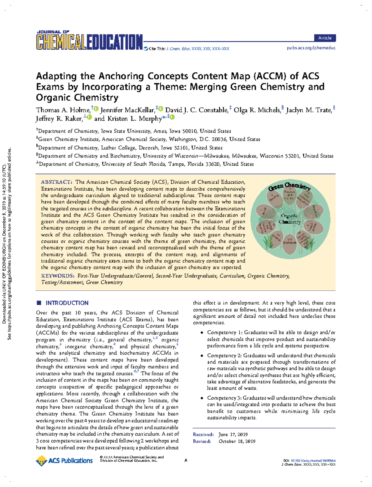 Adapting the Anchoring Concepts Content Map (ACCM) of ACS Exams by Incorporating a Theme Merging ...
