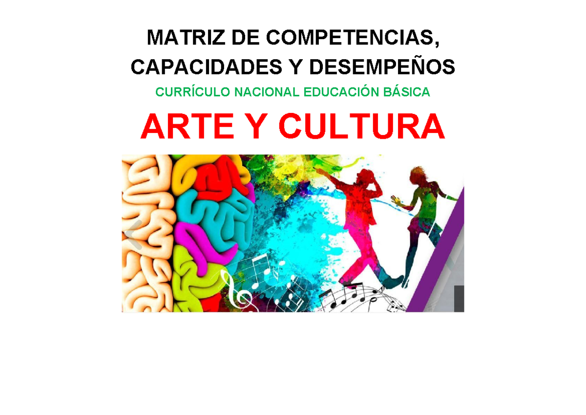 1.Matriz de Arte y Cultura CNEB - MATRIZ DE COMPETENCIAS, CAPACIDADES Y DESEMPEÑOS CURRÍCULO ...