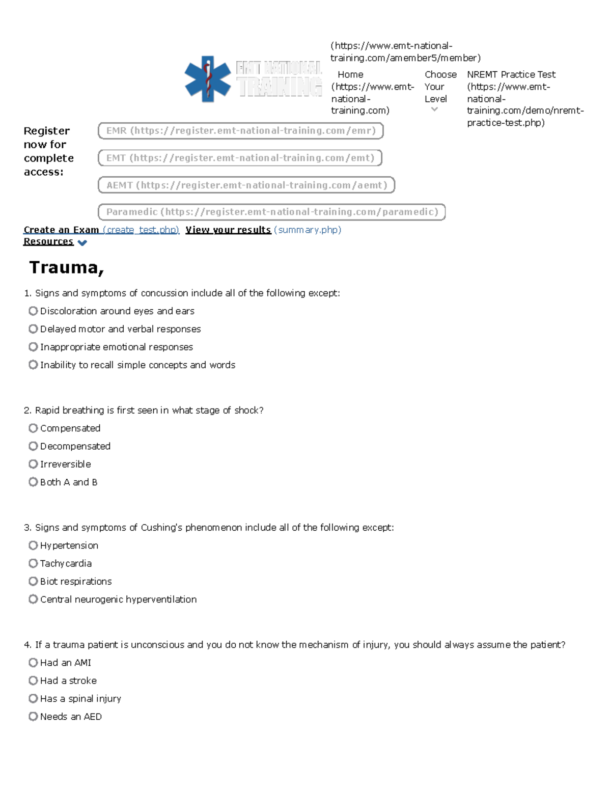 Demo Test 3 - n/a - Register now for complete access: EMR (register.emt ...