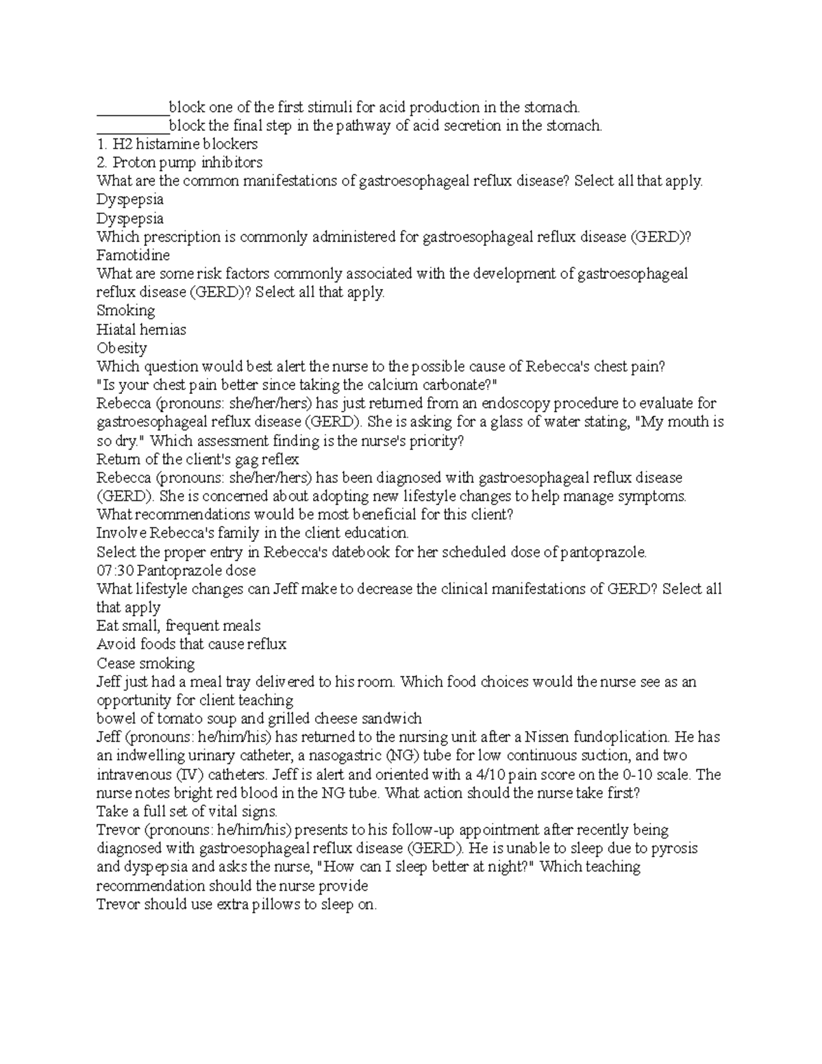 NR 324 Edapt GERD - _________block one of the first stimuli for acid ...