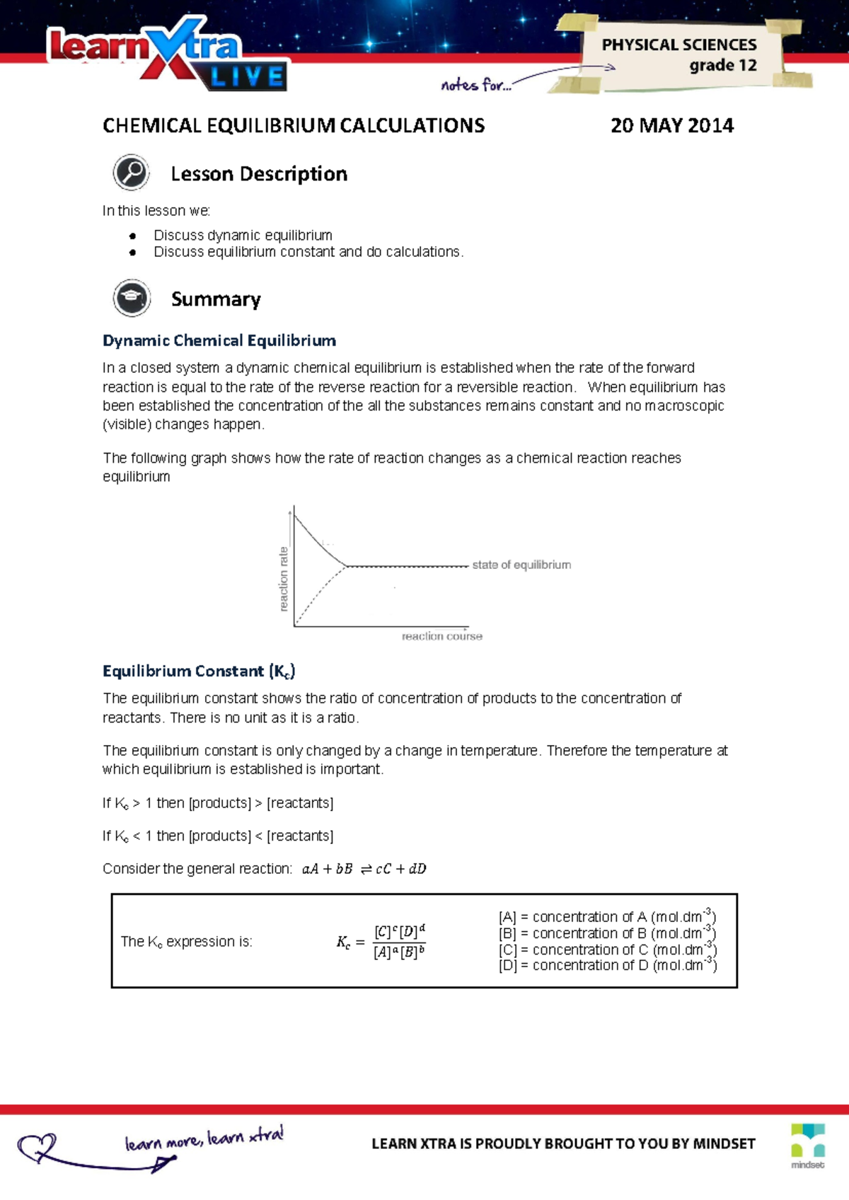 LXL Gr12Physical Sciences 15 Chemical Equilibrium Calculations ...