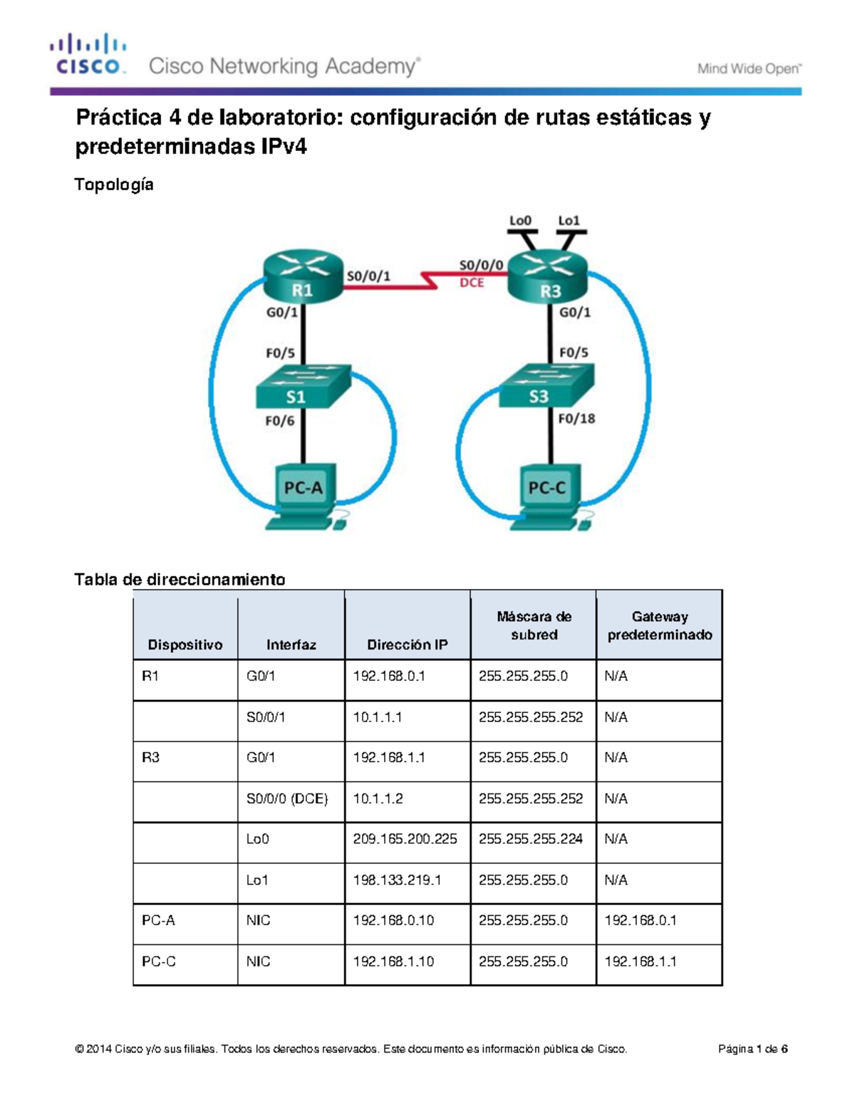 Práctica 03 - Actividad - Práctica 4 de laboratorio: configuración de rutas estáticas y - Studocu