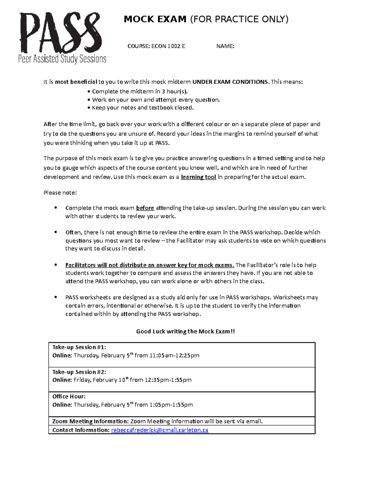 PASS Worksheet ECOR 1047 - It is most beneficial to you to write this ...