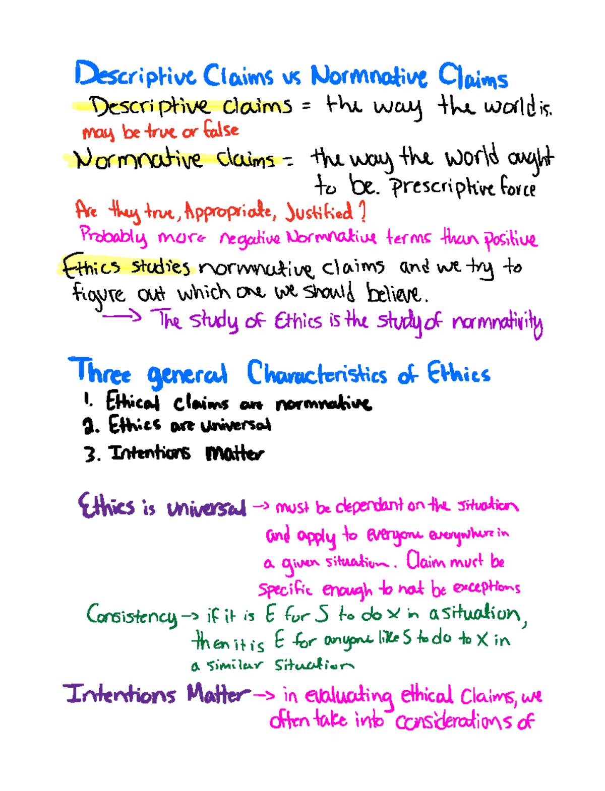 Lecture 2 - Professor Ho - Descriptive ####### Claims vs Norm native ...