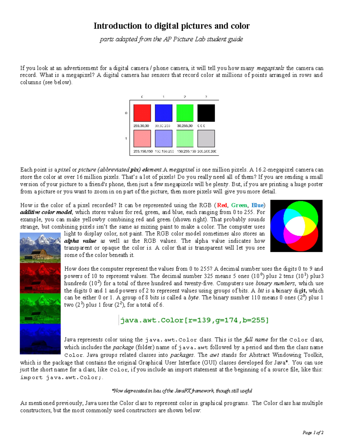 Introduction to digital pictures and color - What is a megapixel? A ...