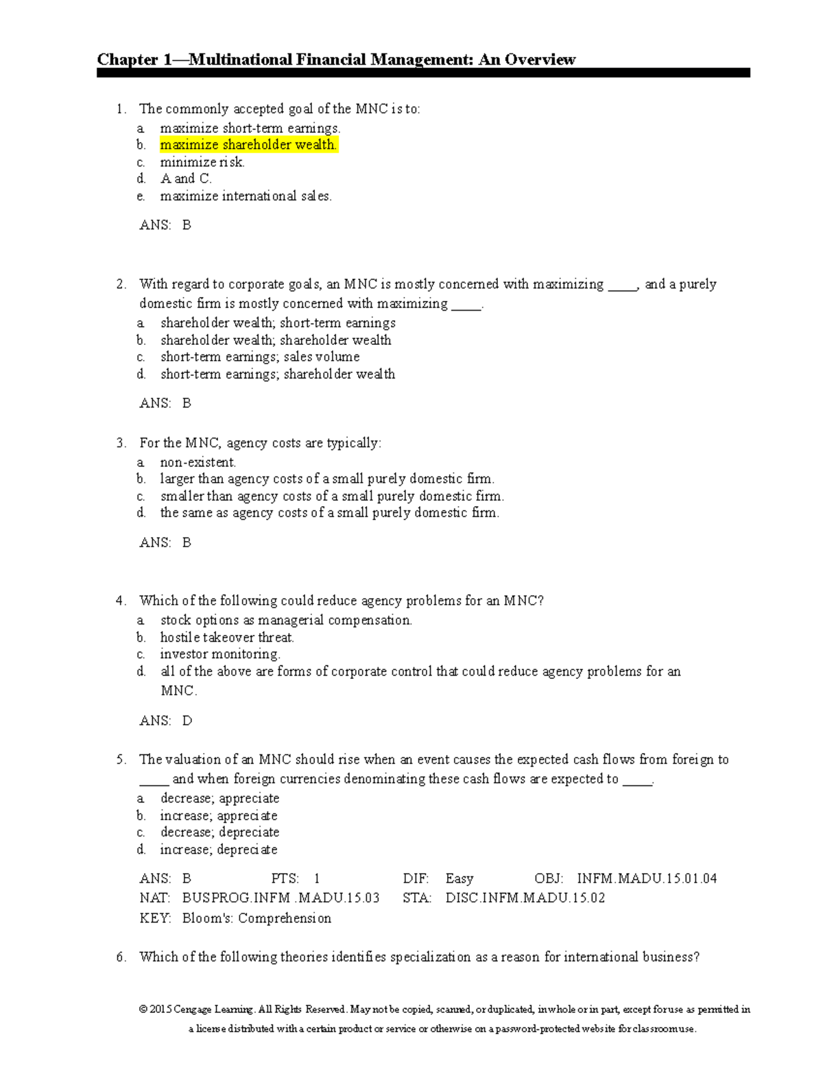 TB 1 - TB The current account balance is composed of - Chapter 1 ...