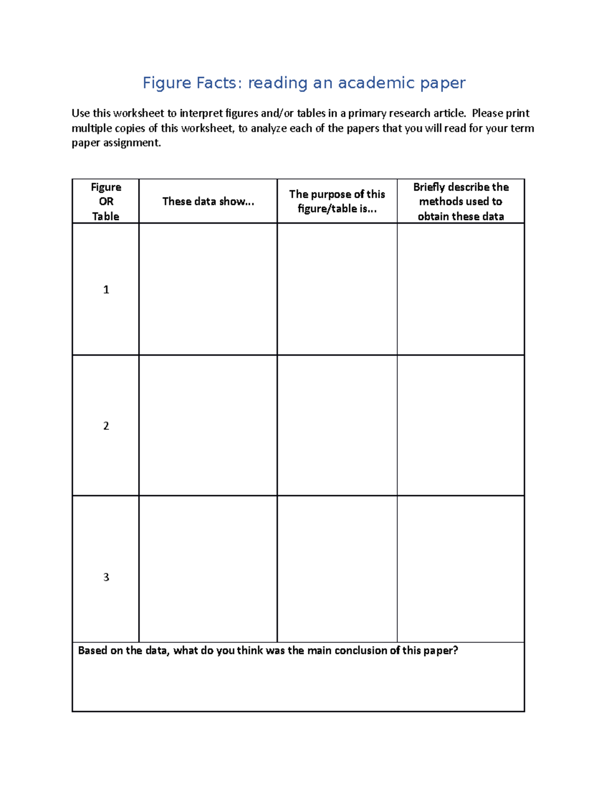 Worksheet Figure Facts - Figure Facts: reading an academic paper Use ...