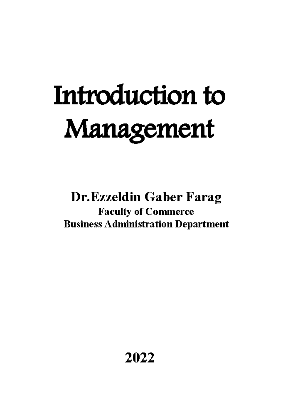 Business Administration Book - Introduction to Management Dr Gaber ...