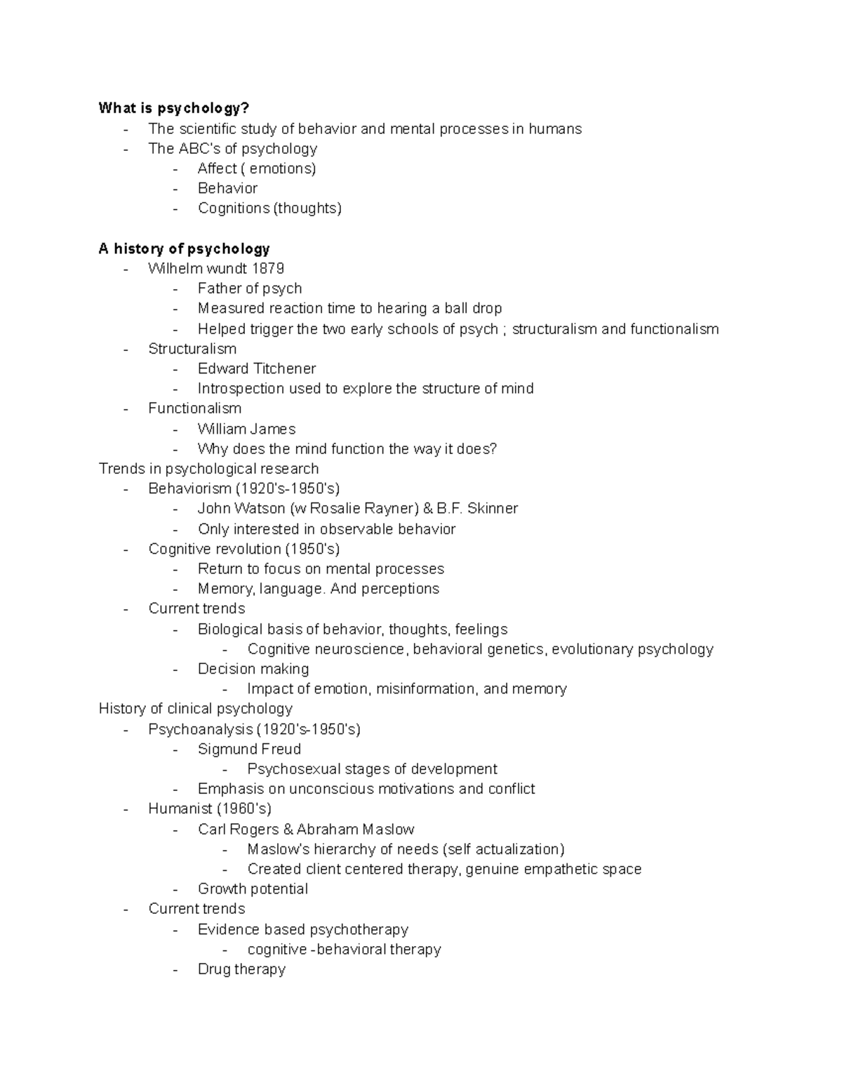 Intro to psych chapter 1 8/31 - What is psychology? - The scientific ...