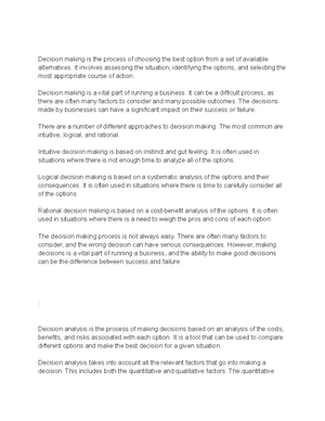 Decision making course outline types of decision making - Rational ...