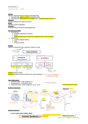 ST1232 cheat sheet - Hypothesis Testing 1. Assumptions: Data comes from ...